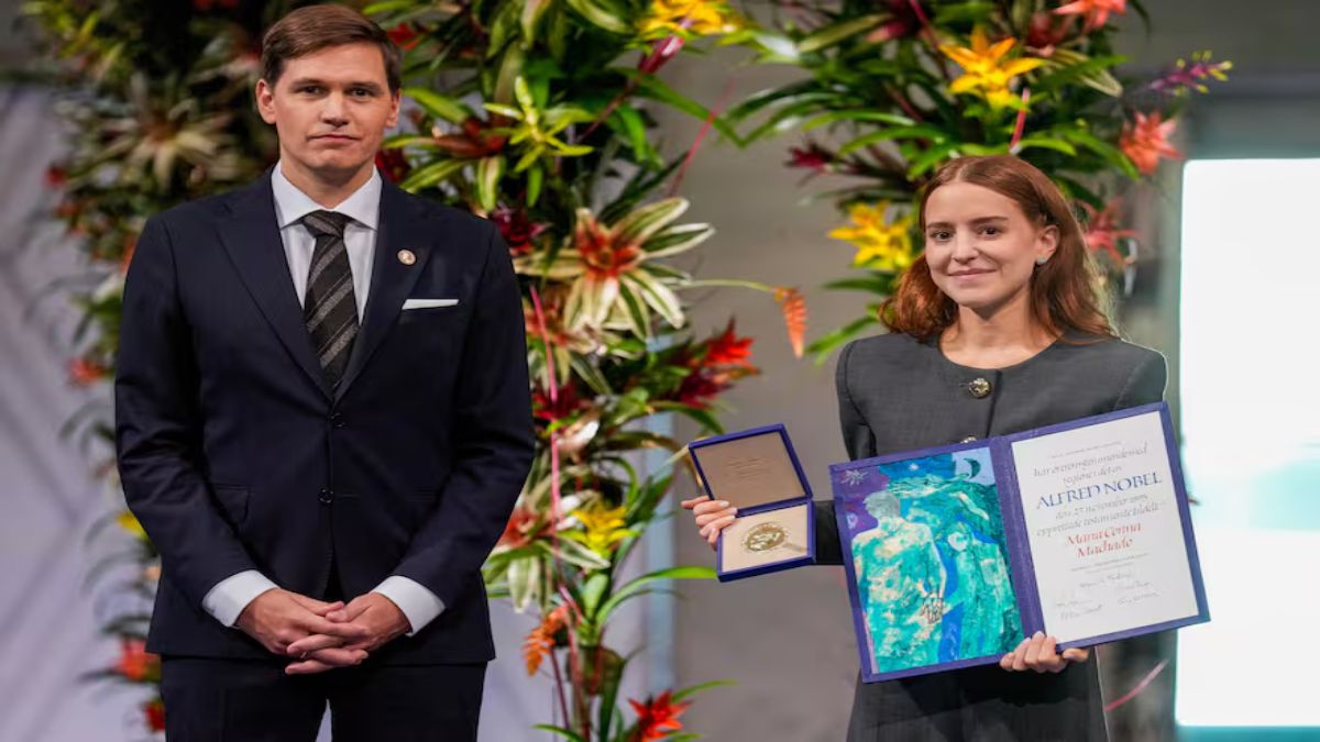 La hija de María Corina Machado recibió el Nobel de la Paz