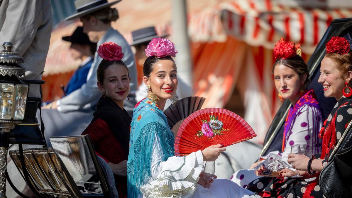 Tradicional feria de abril en Sevilla, España
