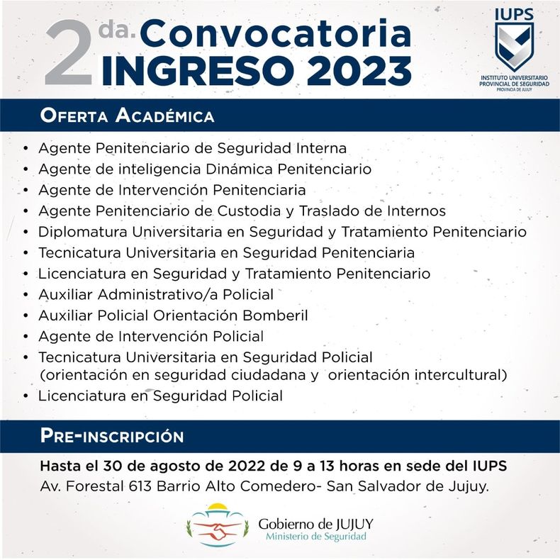IUPS: inicia la segunda convocatoria de inscripciones 2023