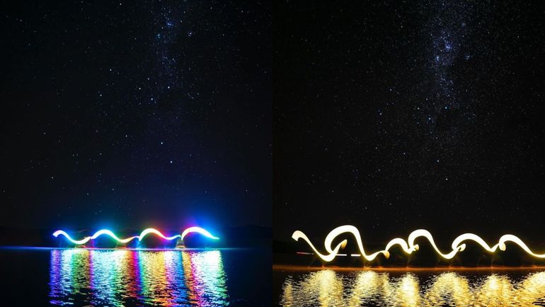 ¡Impresionante! Pintaron con luces en las Salinas Grandes
