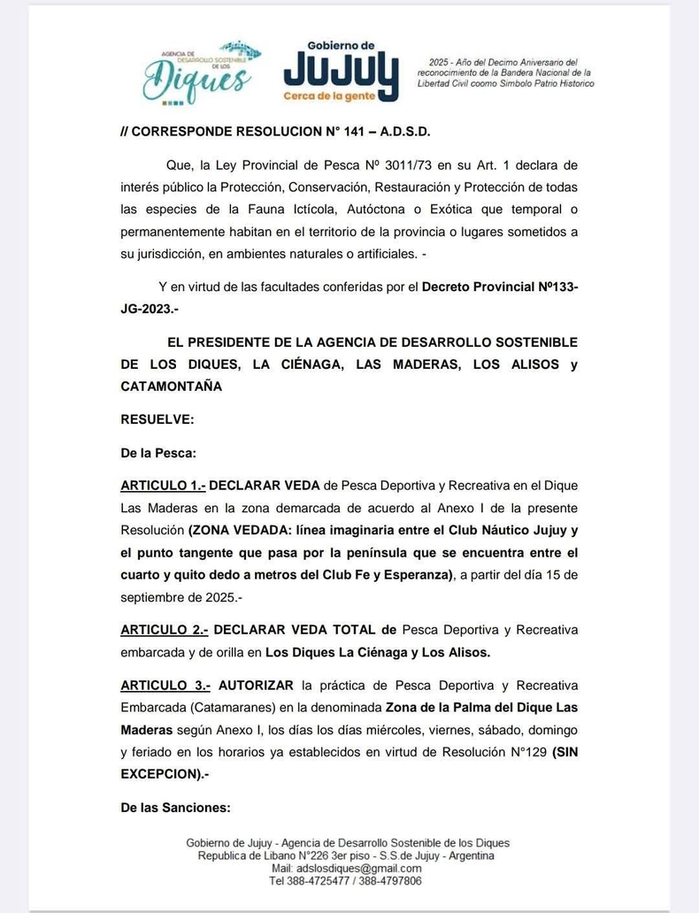 Comenzó la veda de pesca en los diques de Jujuy: zonas y fechas