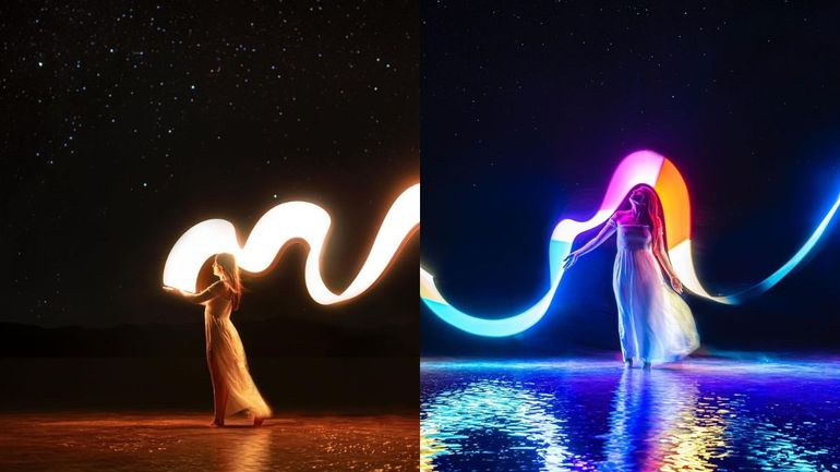 ¡Impresionante! Pintaron con luces en las Salinas Grandes